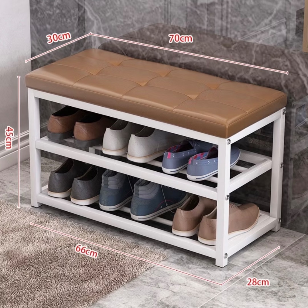 3 Tier Shoe Rack Bench | Cushioned Seat Entryway Shoe Storage Bench ...