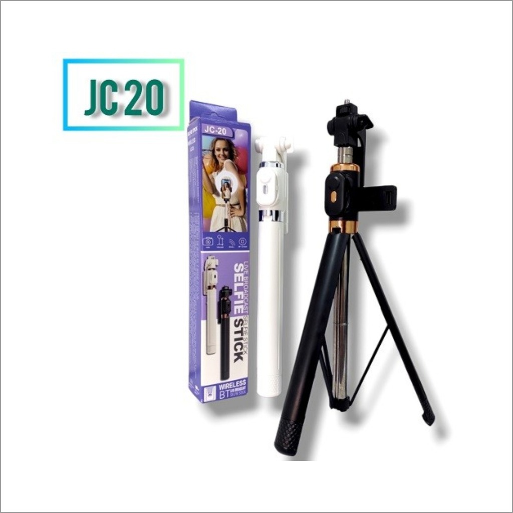 藍牙伸縮自拍桿 JC20 自拍棍 自拍神器 一體式伸縮杆三腳架直播手機支架桌面補光, 手提電話, 電話及其他裝置配件, 固定器及支架 - Carousell