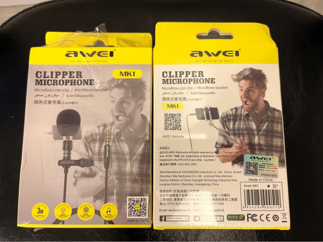AWEI Clipper Microphone 領夾式麥克風, 音響器材, 咪高風/麥克風 - Carousell