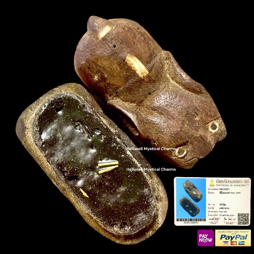 Big Size! BE2484 Phayong Kham, Kruba Wichaiya Wat Mai Hung Metta Wax Siperng Takrut Amulet, Pa ...