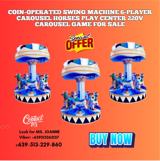 Coin-Operated Swing Machine 6-Player Carousel Horses Play Center 220V ...