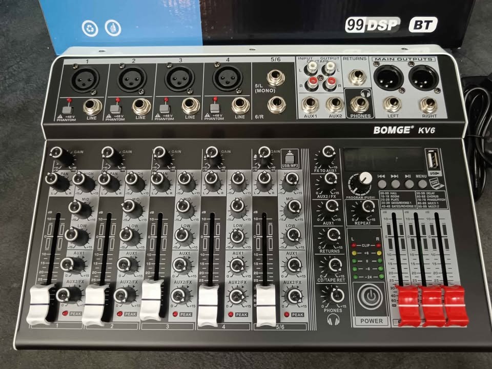Console mixer 6 channel built in Bluetooth, USB port, phantom power ...