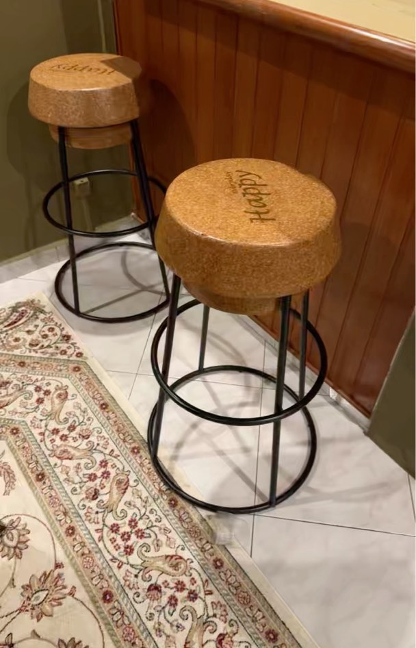 Cork Bar Stool with Black Metal Frame, Furniture & Home Living ...