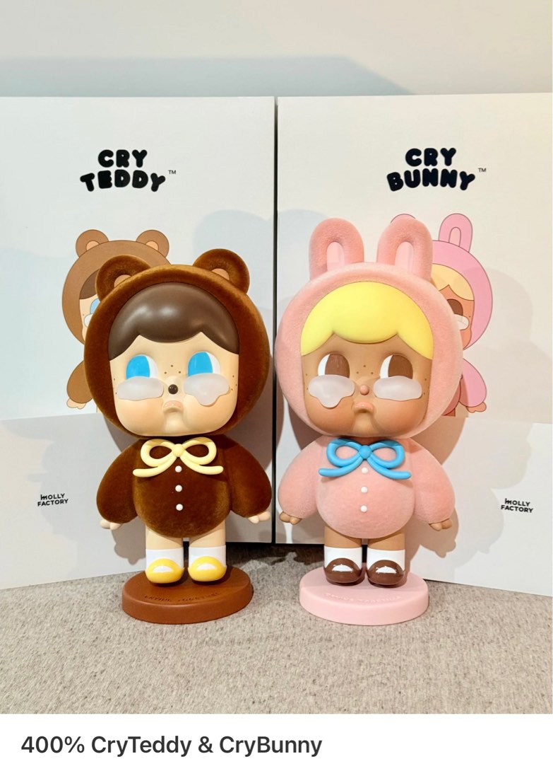 泰國限定Crybaby Cry Bunny / Cry Teddy 400% 全球限量200對, 興趣及遊戲, 玩具 & 遊戲類 ...