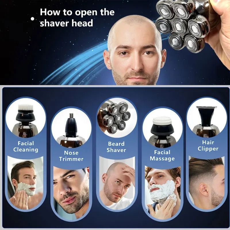 Electric Head Shaver for Bald Men 7D Floating Cutter Beard Trimmer ...