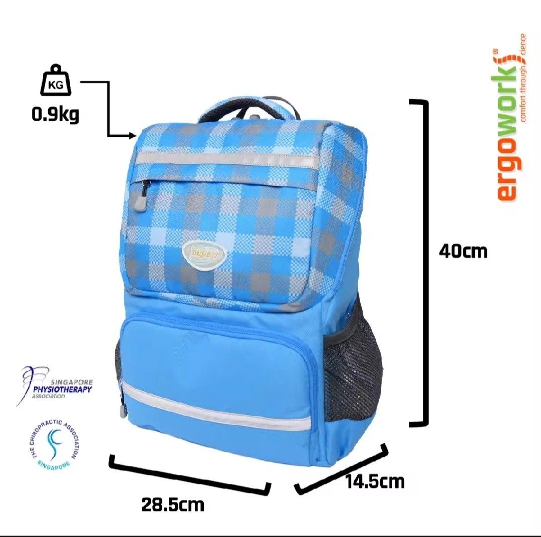 Brand new Impact Ergonomic School Bag / Backpack, Checker Royal Blue ...