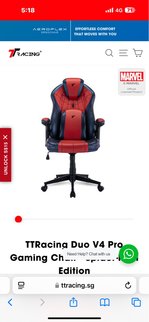 Gaming chair TTR racing duo, Furniture & Home Living, Furniture, Chairs ...