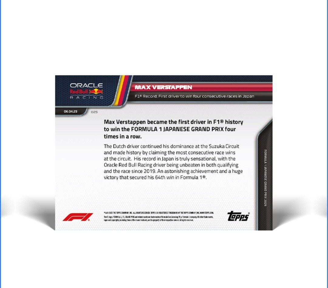 Formula 1 F1 Topps Now 2025 Max Verstappen / Isack Hadjar / Charles ...