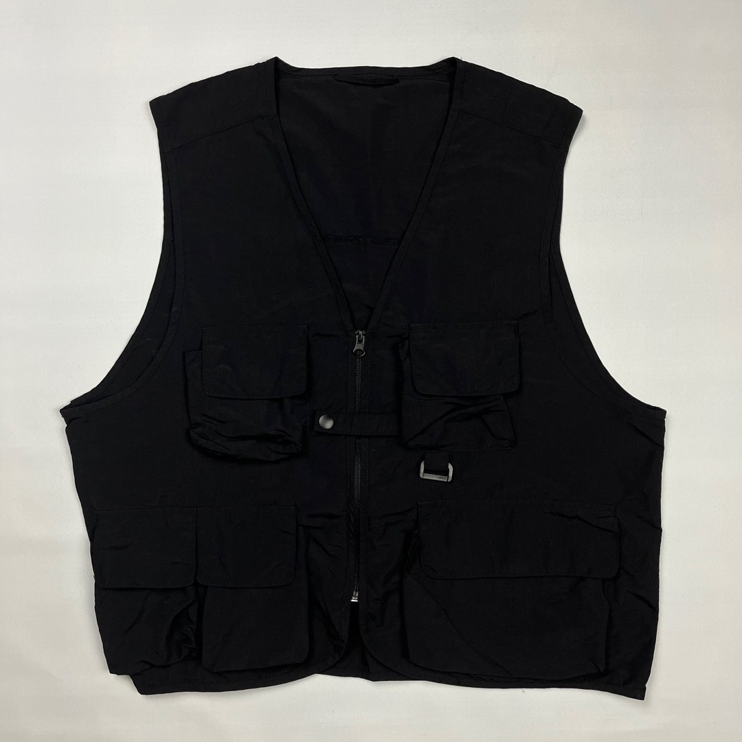GU Black Utility Vest, Men's Fashion, Tops & Sets, Vests on Carousell