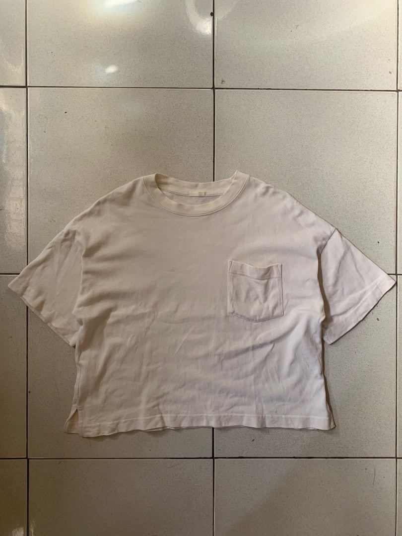 GU Cream Boxy Shirt (2), Women's Fashion, Tops, Shirts on Carousell