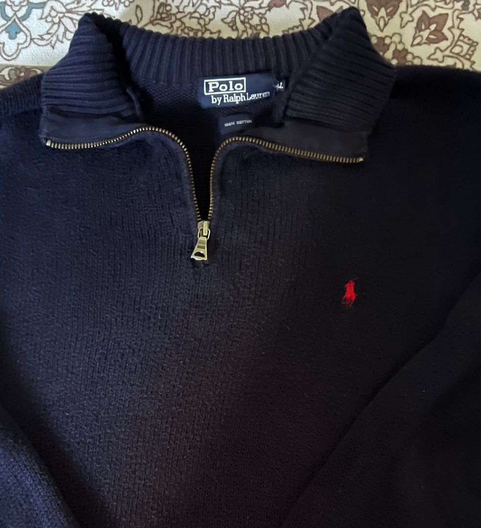 halfzipper ralph lauren (navy blue), Men's Fashion, Tops & Sets ...