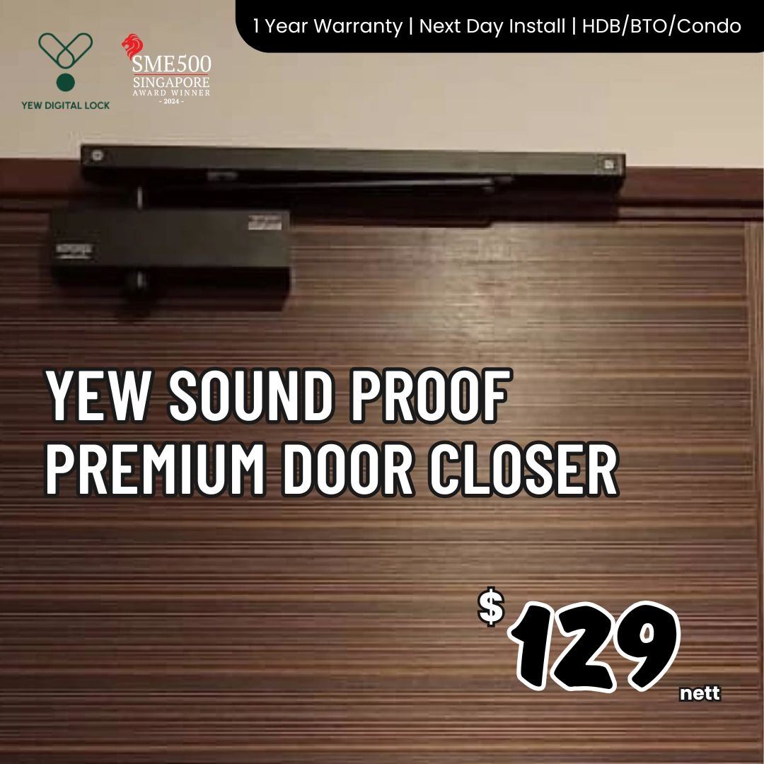 HDB/BTO/Condo Yew Door Closer | Sound Proof | Adjust To Stop At Any ...