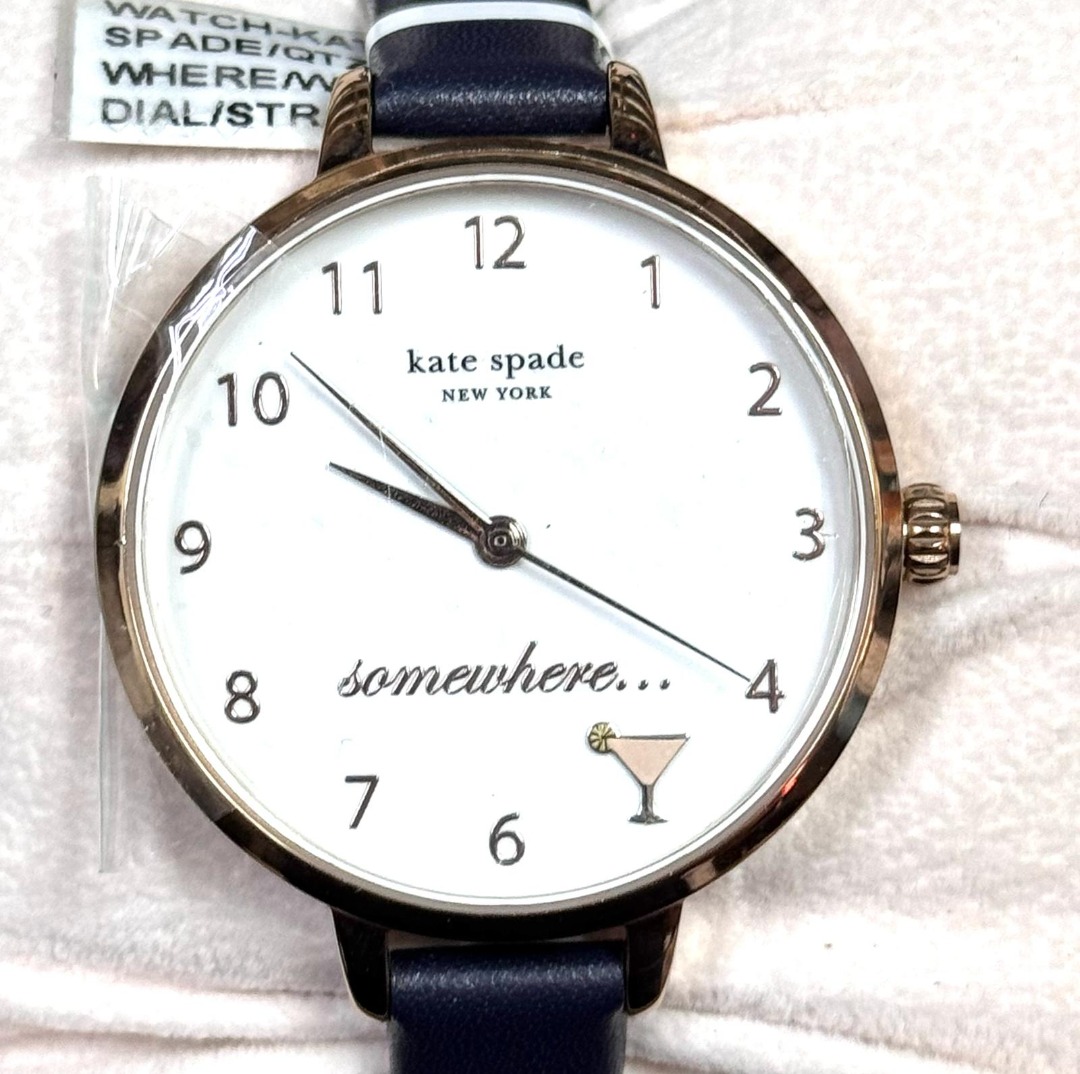 JE-Kate Spade KSW1525 Women's Analog Quartz Metro Three-Hand Navy Blue ...