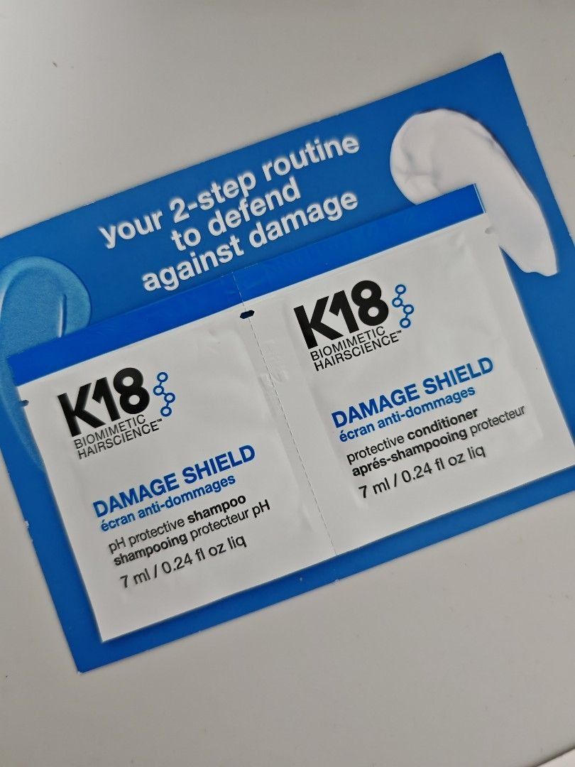 K18 k 18 Biomimetic Hairscience Damage Shield pH Protective shampoo & conditioner 7ml x2 sample ...