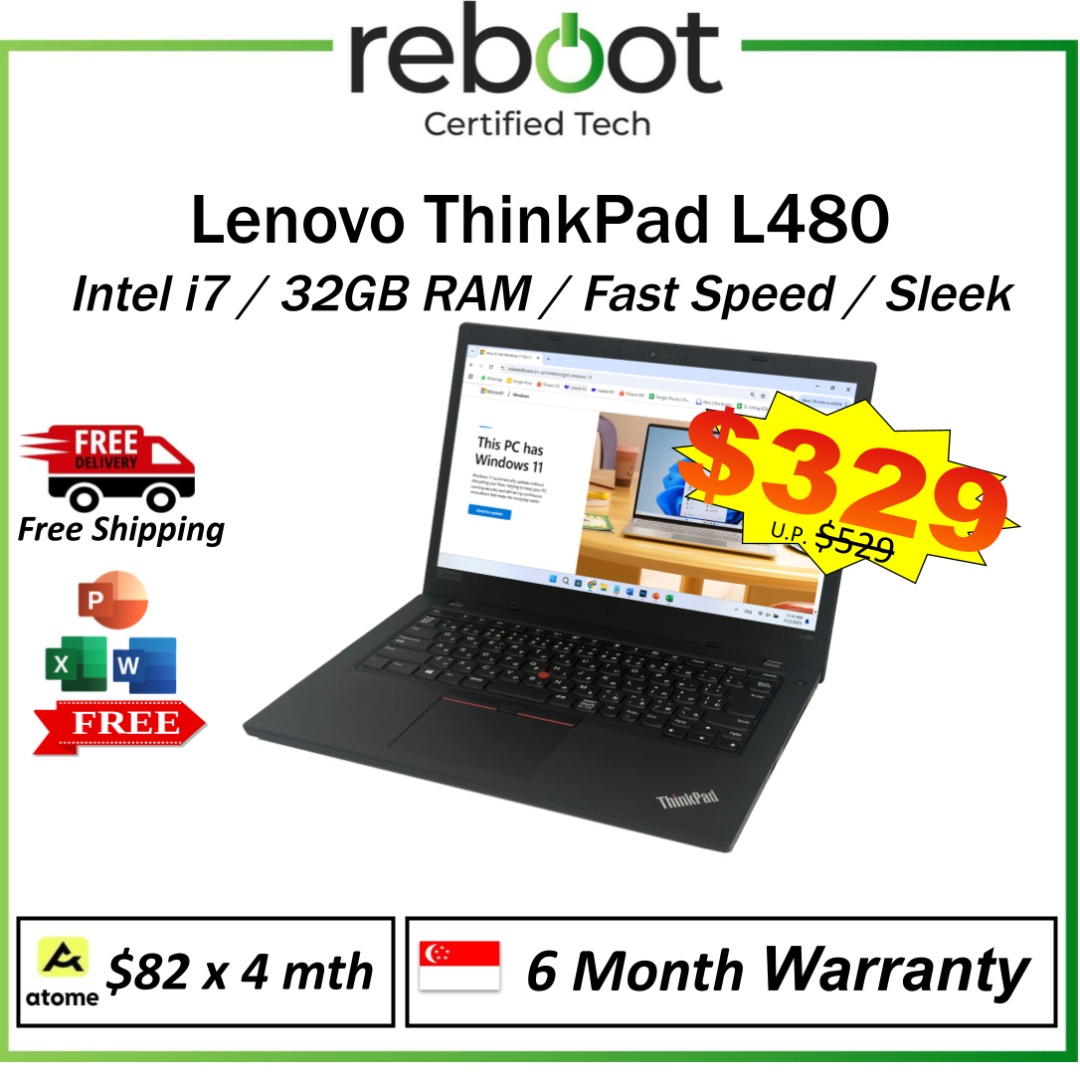 Lenovo 14 Inch I7 Laptop - Fast Speed Processor - 32GB RAM + 512GB SSD ...