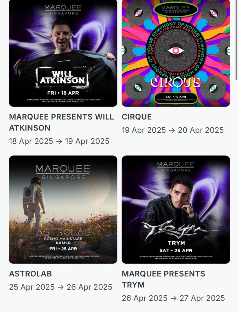 Marquee tickets as shown, Tickets & Vouchers, Event Tickets on Carousell