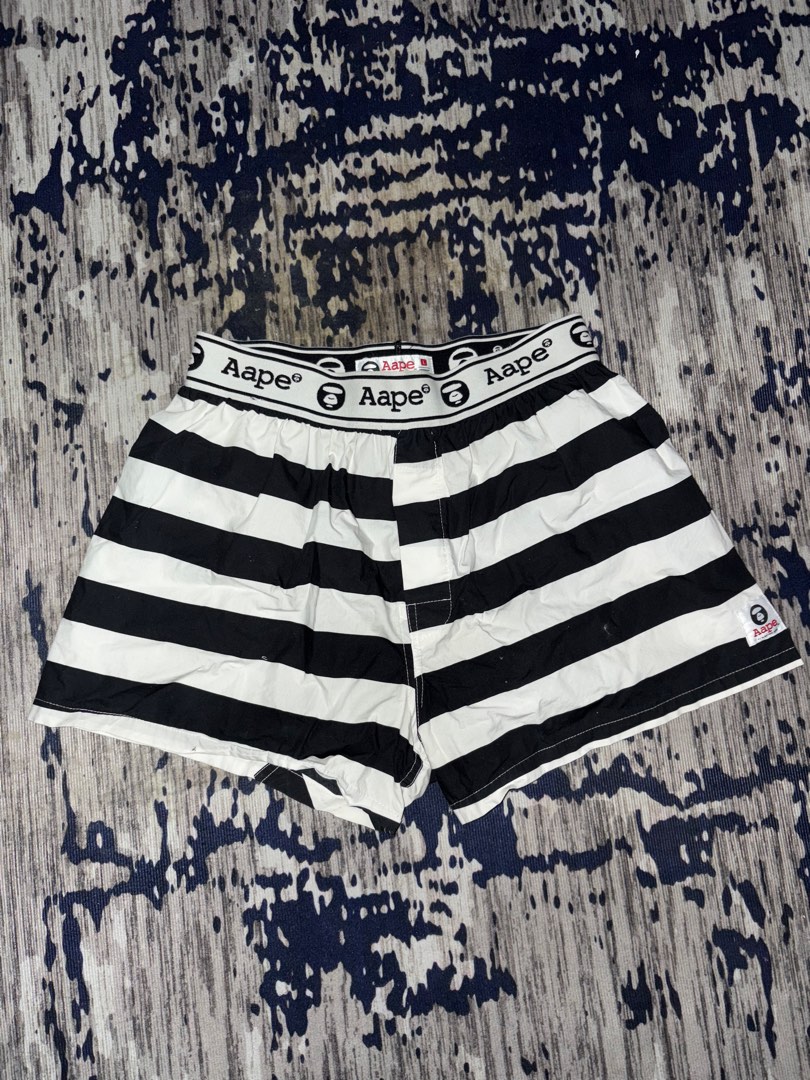 Original BAPE AAPE bathing ape boxer black and white, Men's Fashion ...