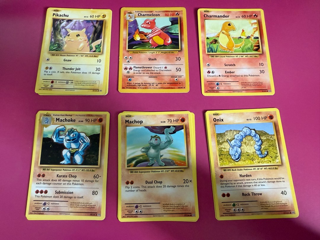 Pokemon Cards Base Set ( Machoke | Machop | Onix | (Fat) Pikachu ...