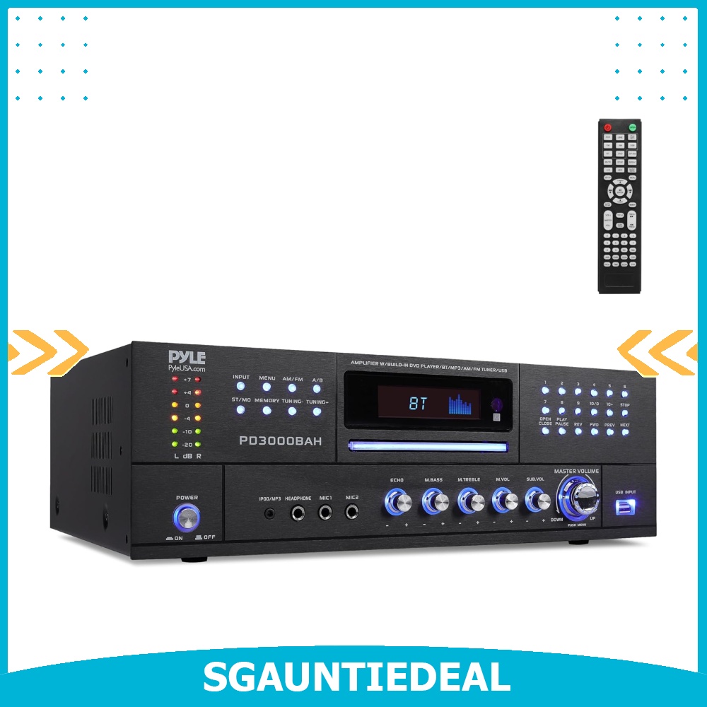 Pyle 4 Channel Wireless Bluetooth Amplifier - 4000 Watt Stereo Speaker ...