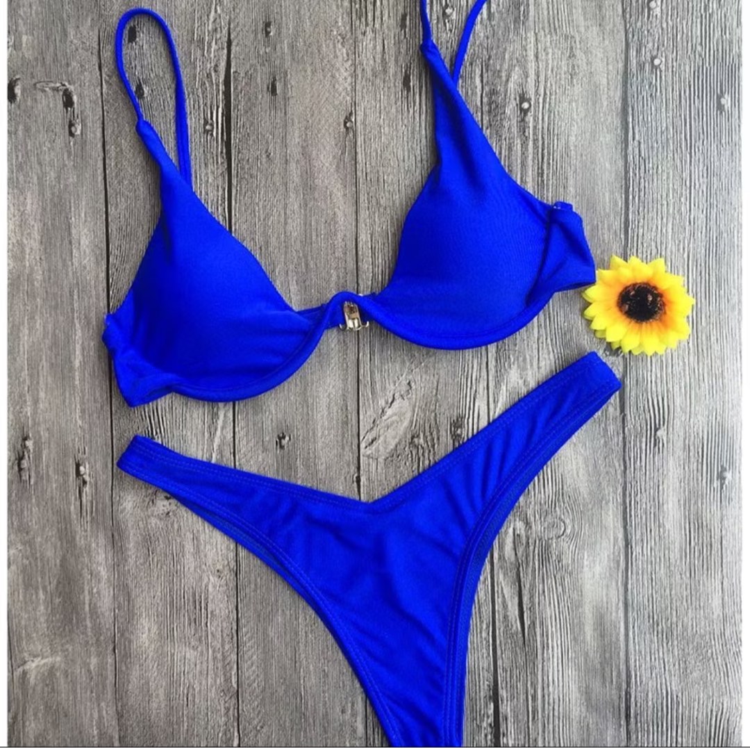 Royal Blue Underwire Two Piece Bikini, Women's Fashion, Swimwear ...