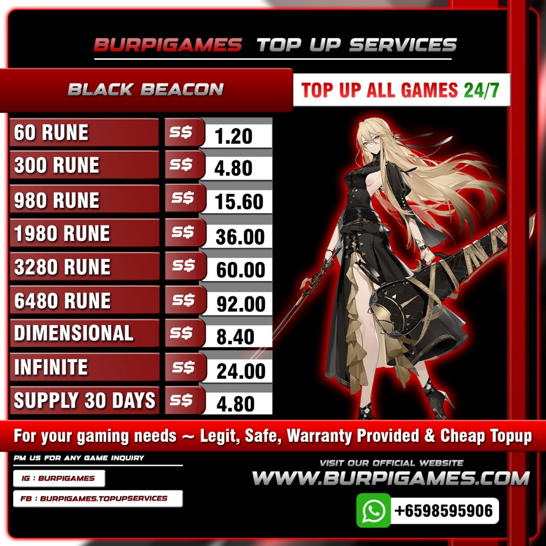 [SAFE] BLACK BEACON TOP UP 24/7, Video Gaming, Gaming Accessories, In ...