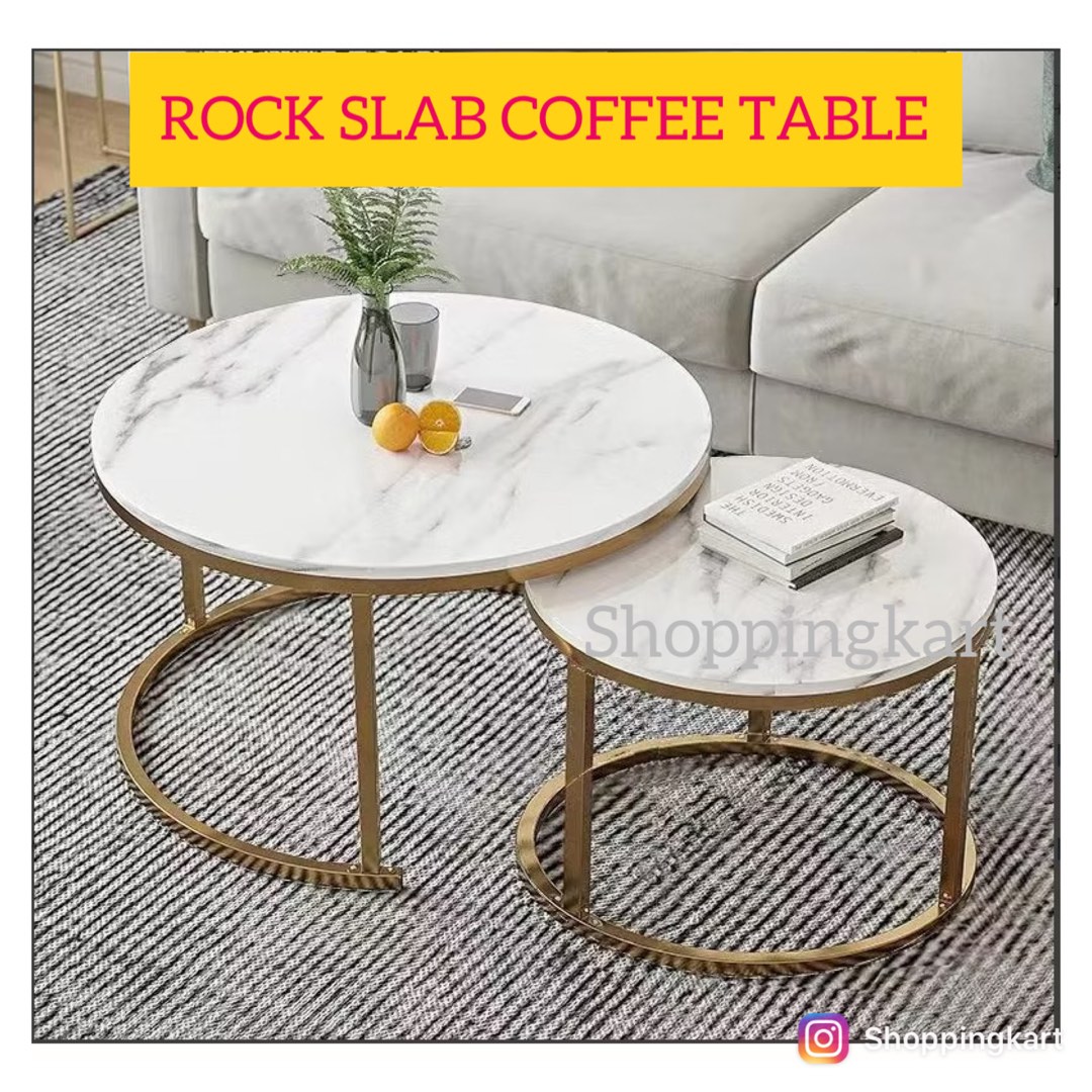 SG Stock Rock Slab Stone Coffee Table Set, Nesting Coffee Table Set ...
