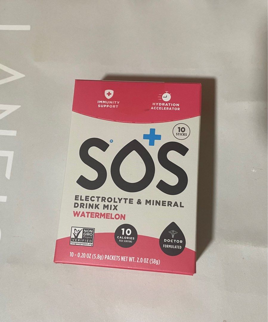 SOS Watermelon Hydration Electrolyte Drink Mix Sticks, 10 Packets ...
