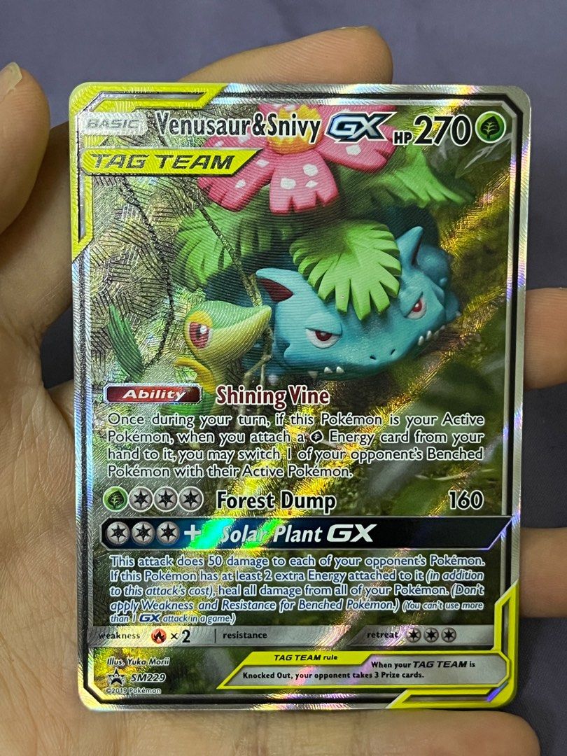 Venusaur & Snivy Tag Team GX SM229 Alternate Full Art Promo Pokemon ...