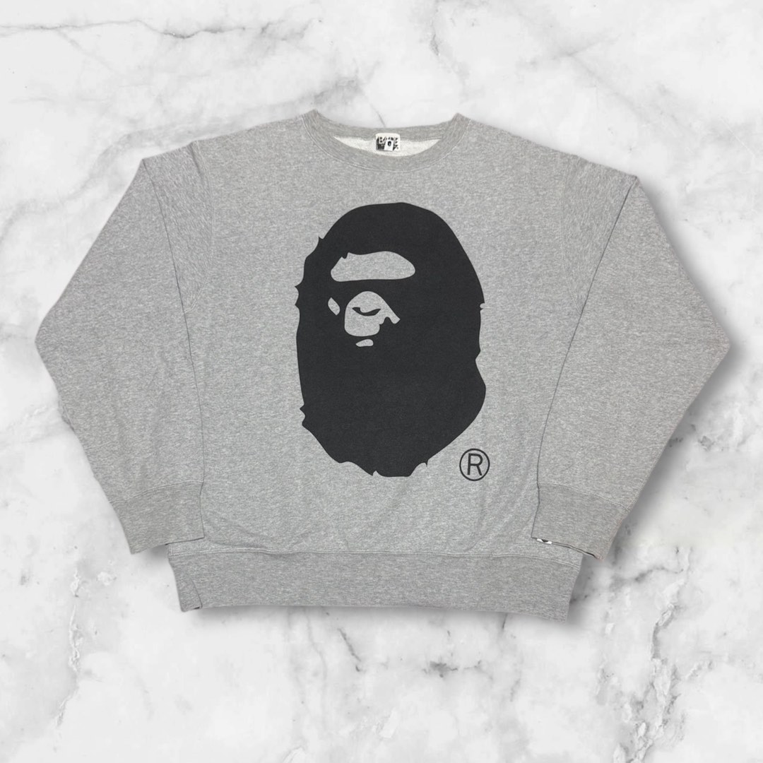 Vintage Bape head mirror print Rare Made in Japan sweatshirt Bathing ...
