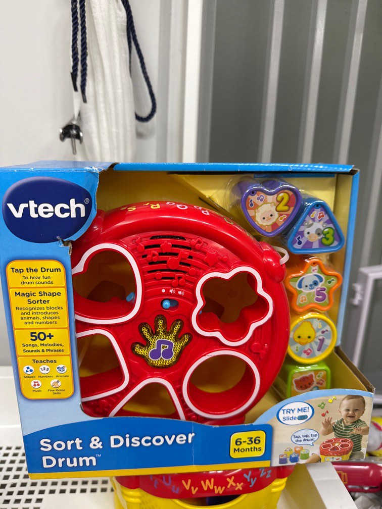 Vtech sort & discover drum 入形狀玩具, 兒童＆孕婦用品, 嬰兒玩具 - Carousell