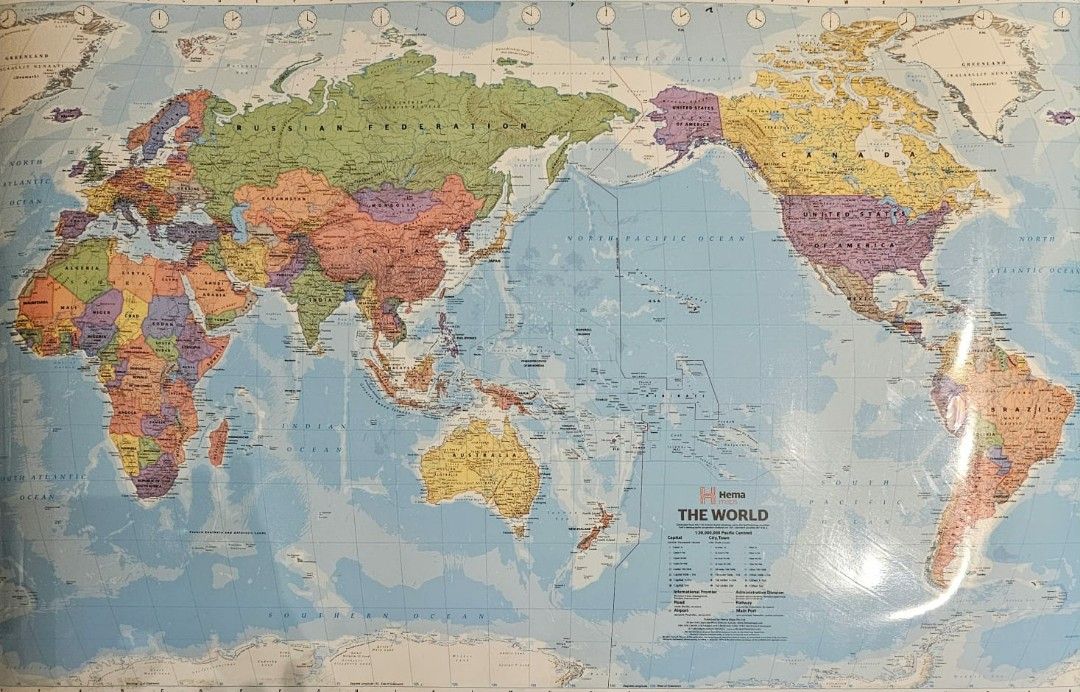 World Classic Laminated World Wall Map, Furniture & Home Living, Home ...