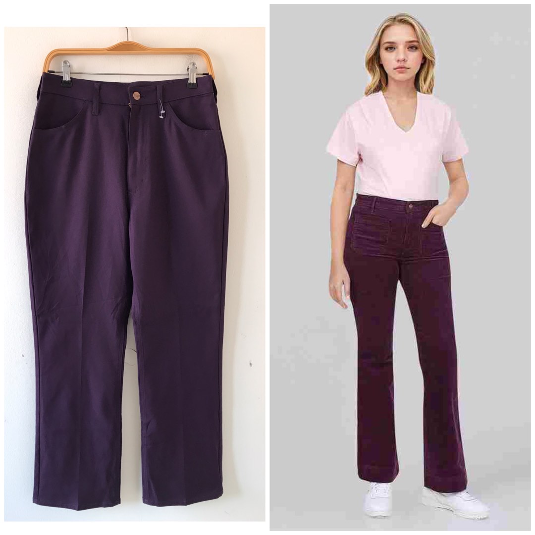 WRANGLER Cutton Semi Denim Pants in Purple Original, Fesyen Wanita ...