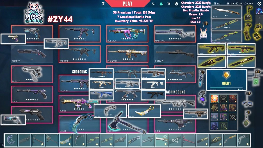 WTS 38 Premium Skins Valorant Account - Champions 2023 2022 Bundle ...