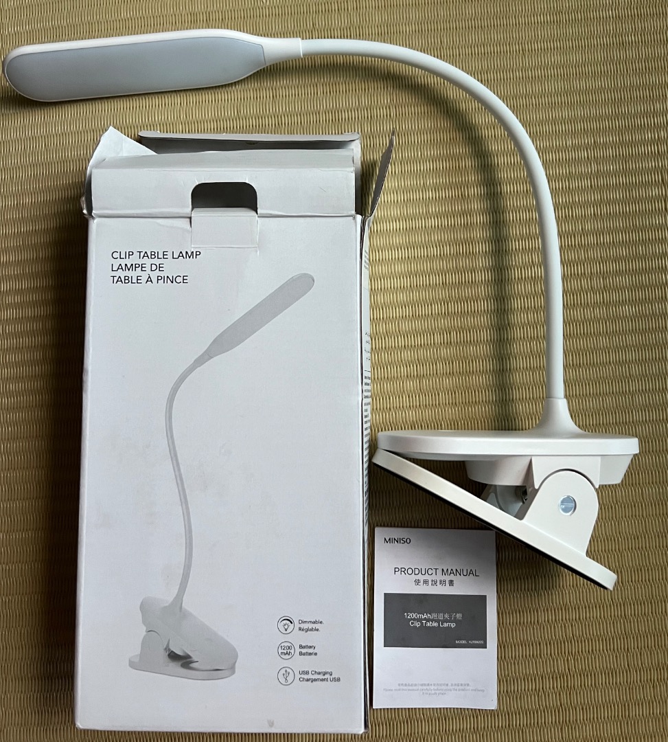 #地球日優惠 Miniso CLIP TABLE LAMP LAMPE DE TABLE À PINCE 可調教光暗/可攜式護眼閱讀枱夾燈 暖 ...