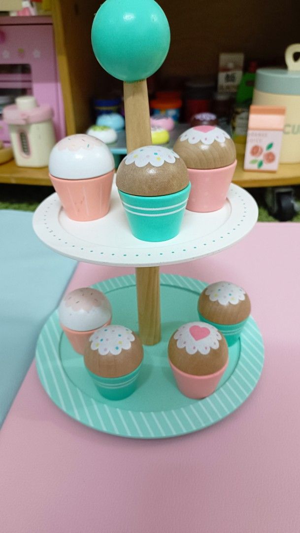 Anko Kmart Wooden Cupcakes With Stand Toys, Hobbies & Toys, Toys ...