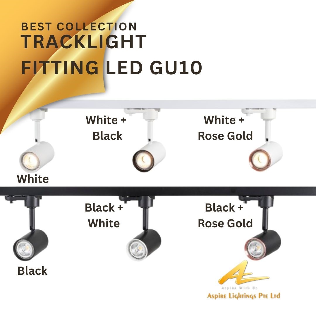Aspire Lighting Tracklight Fitting Black White Spotlight Free LED GU10 ...