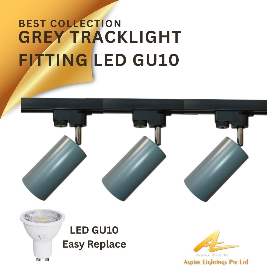 Aspire Lightings Track Light Grey Tracklight Fitting LED GU10 Bulb Easy ...