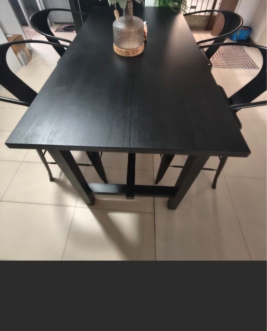 Ikea Black Dining Table with 4 chairs ( high dining table , balcony set ...