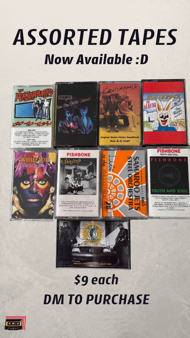 cassette tape lot David Lee Roth Fishbone Samaroo jets Soft cell Jive ...