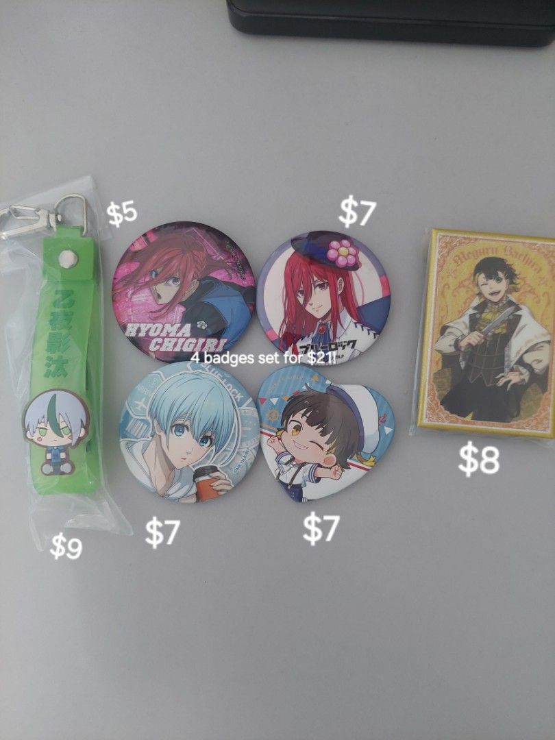 [CLEARANCE] wts bluelock bachira, otoya, chigiri, hirori badges, pins ...