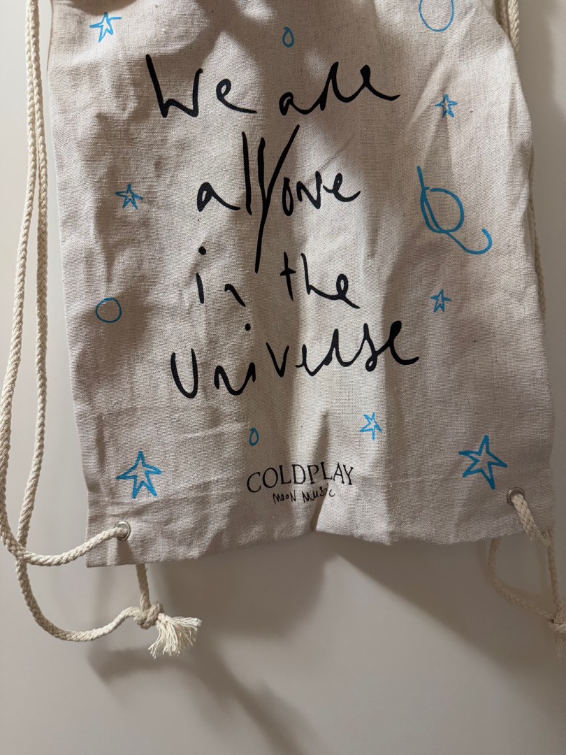Coldplay 限量 moon music 麻布環保袋 背囊, 女裝, 手袋及銀包, Tote Bags - Carousell
