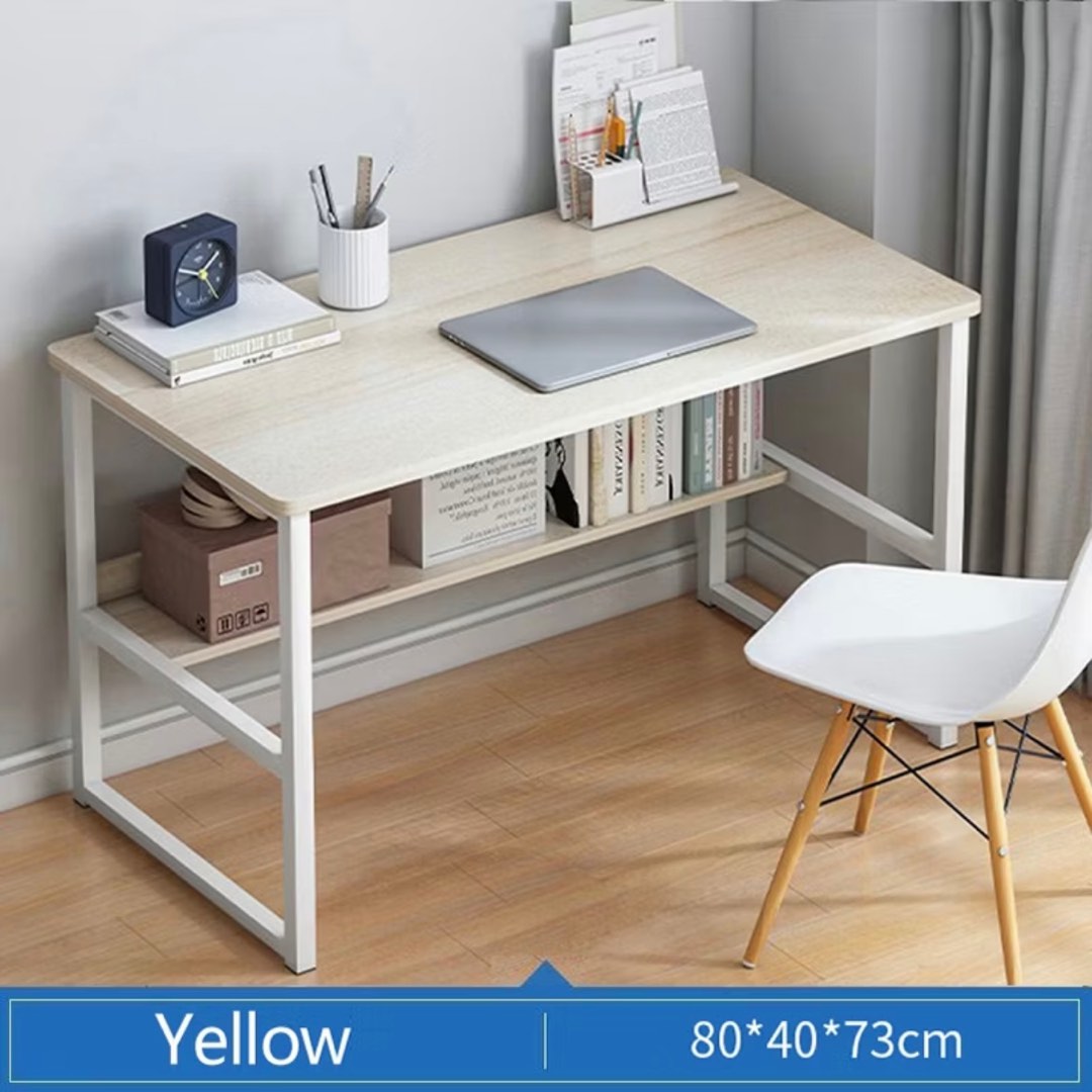 Compact Study Desk | Small Writing Table | Yellow Office Desk | Laptop ...