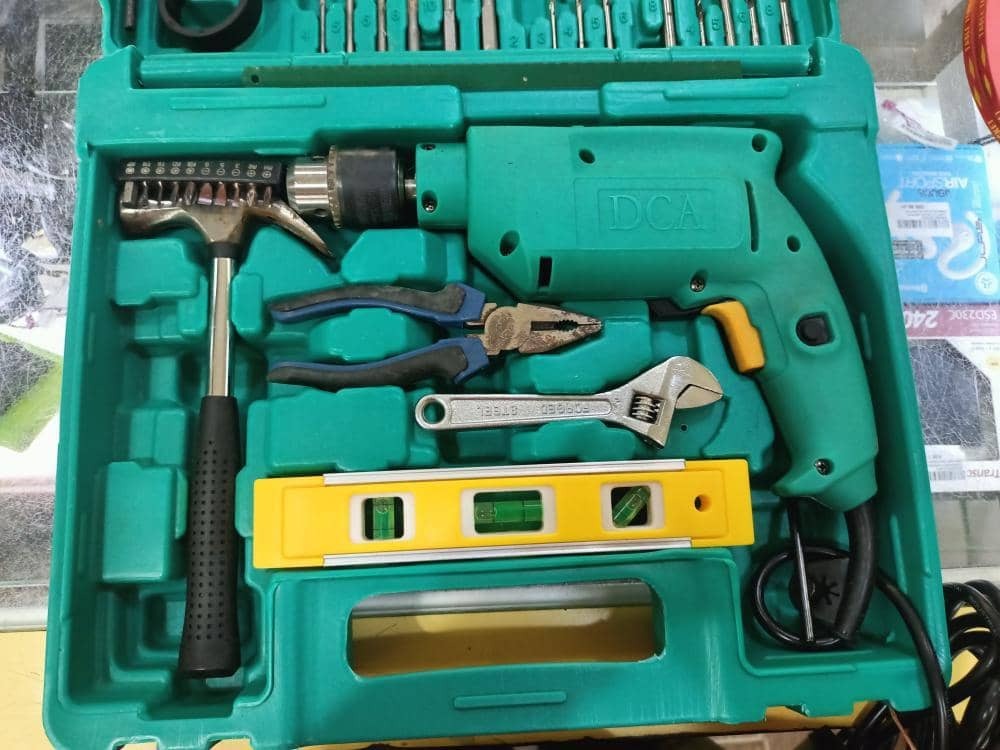DCA AZJ04-13 Impact Drill with Tool Kit Set 500W, Furniture & Home ...
