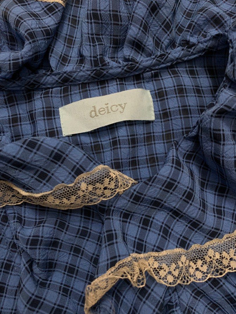 Deicy Lace Ruffle Gingham Blouse y2k Prairie Coquette, Women's Fashion, Tops, Blouses on Carousell