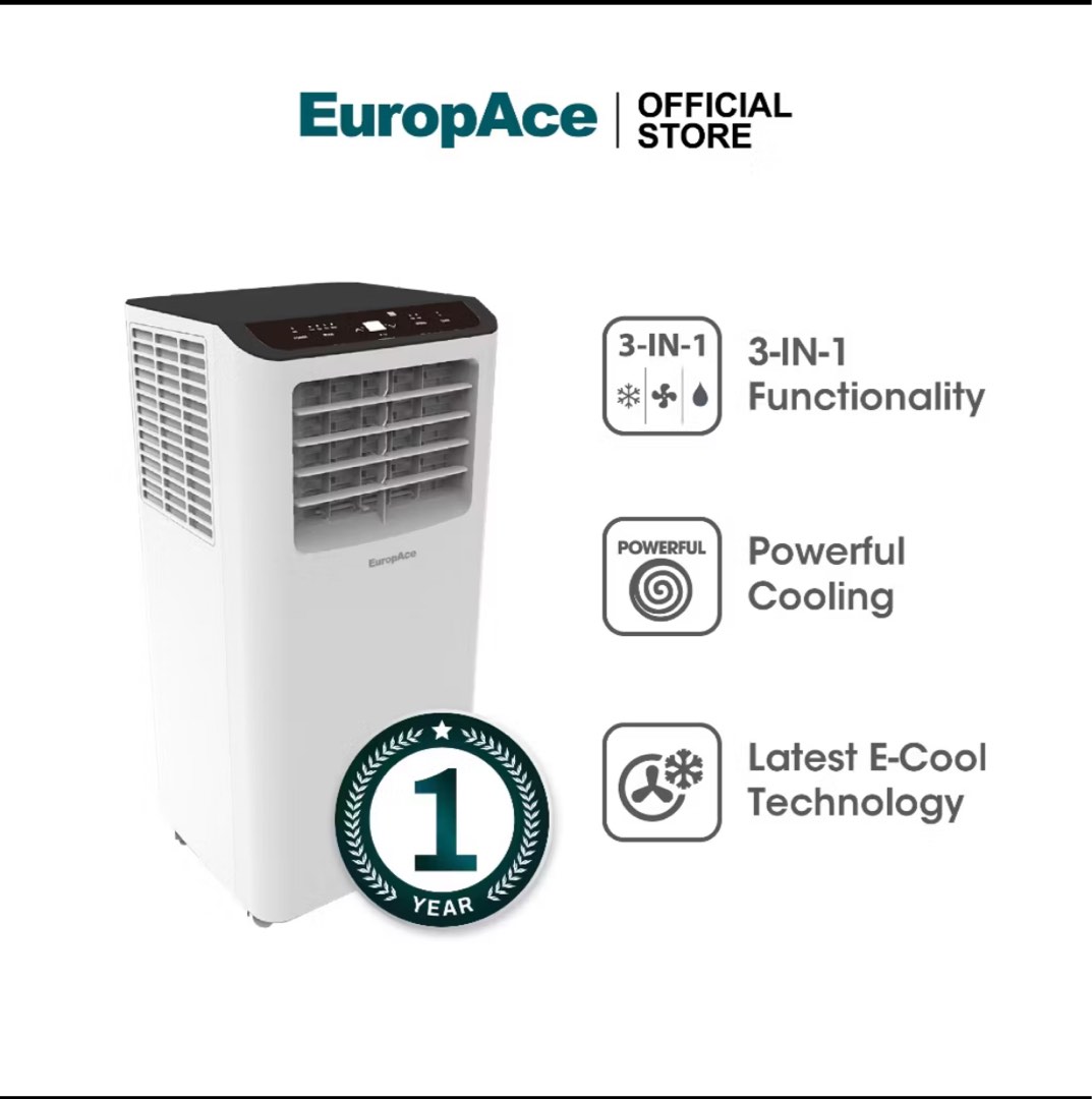 EuropAce 3-in-1 Portable Aircon - EPAC Series with 1 year warranty, TV ...