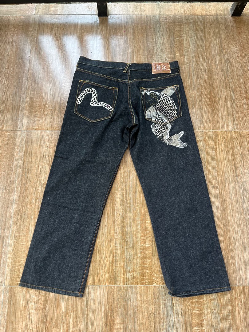 Evisu Rare Jeans Koi Fish Logo Limited Edition Denim Semi Baggy Jeans ...