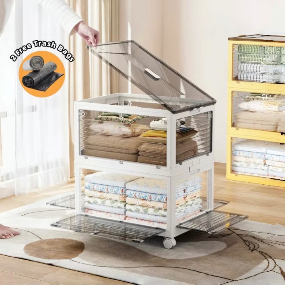 Foldable Storage Box | Multi-Layer Storage Cabinet | Transparent Lid ...