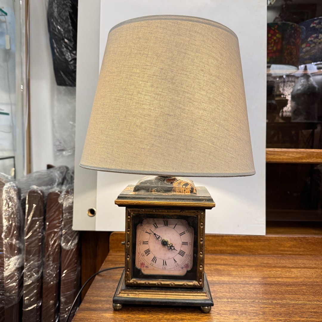 Fully-Restored Table Lamp-Shade Clock, Furniture & Home Living ...