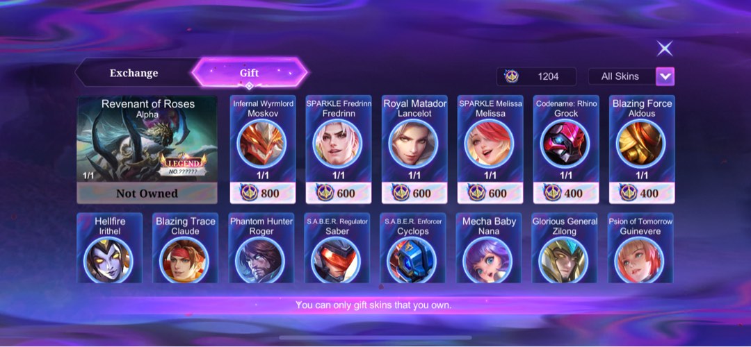 gifting alpha legend event skins mobile legends(shown in pics), Video ...
