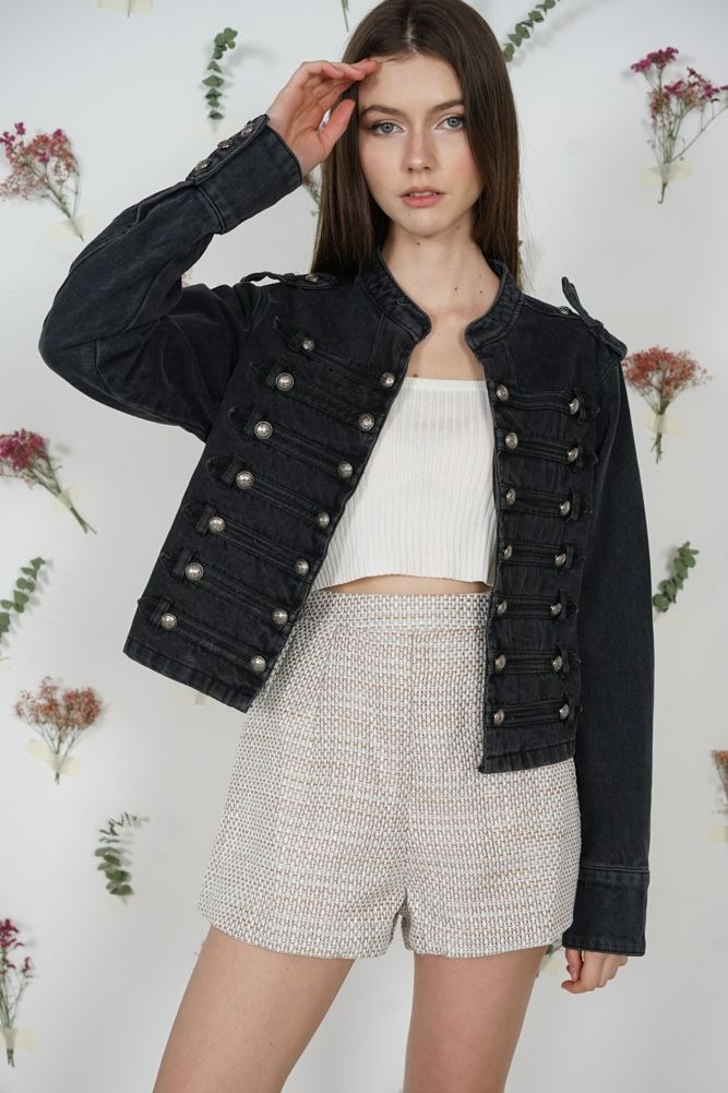 MDS Denim Military Jacket, Women's Fashion, Coats, Jackets and ...